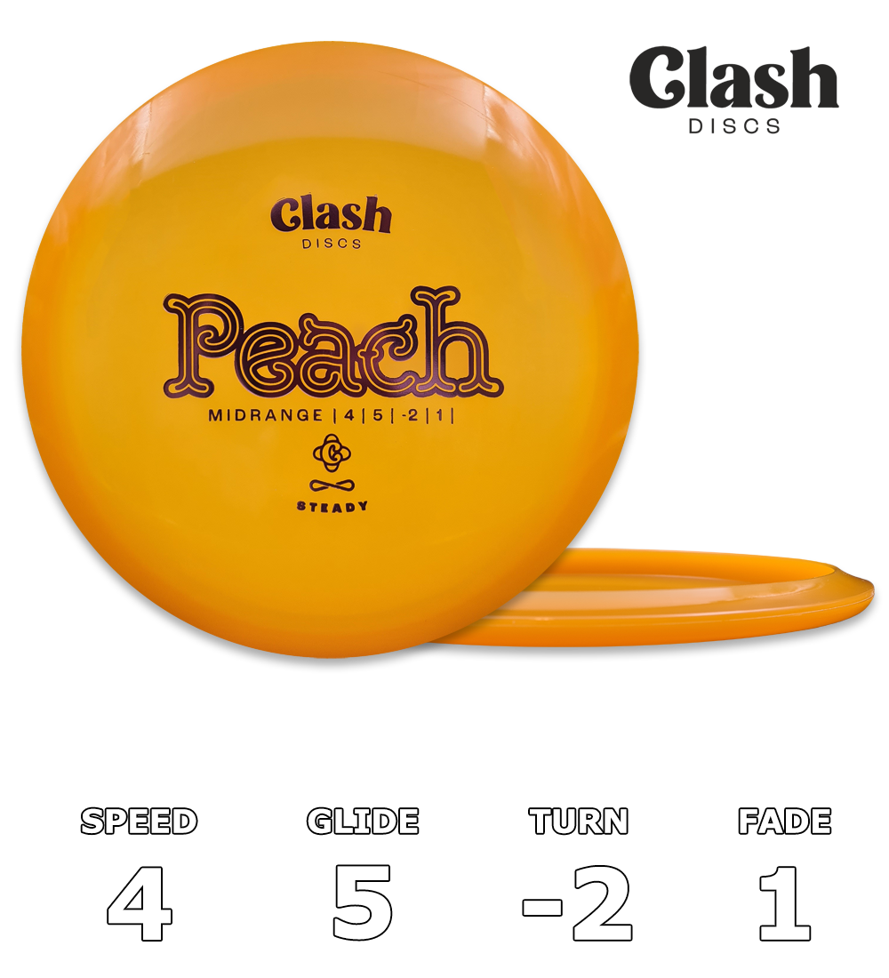 Peach Steady Clash Discs | Speed 4 Glide 5 Turn -2 Fade 1